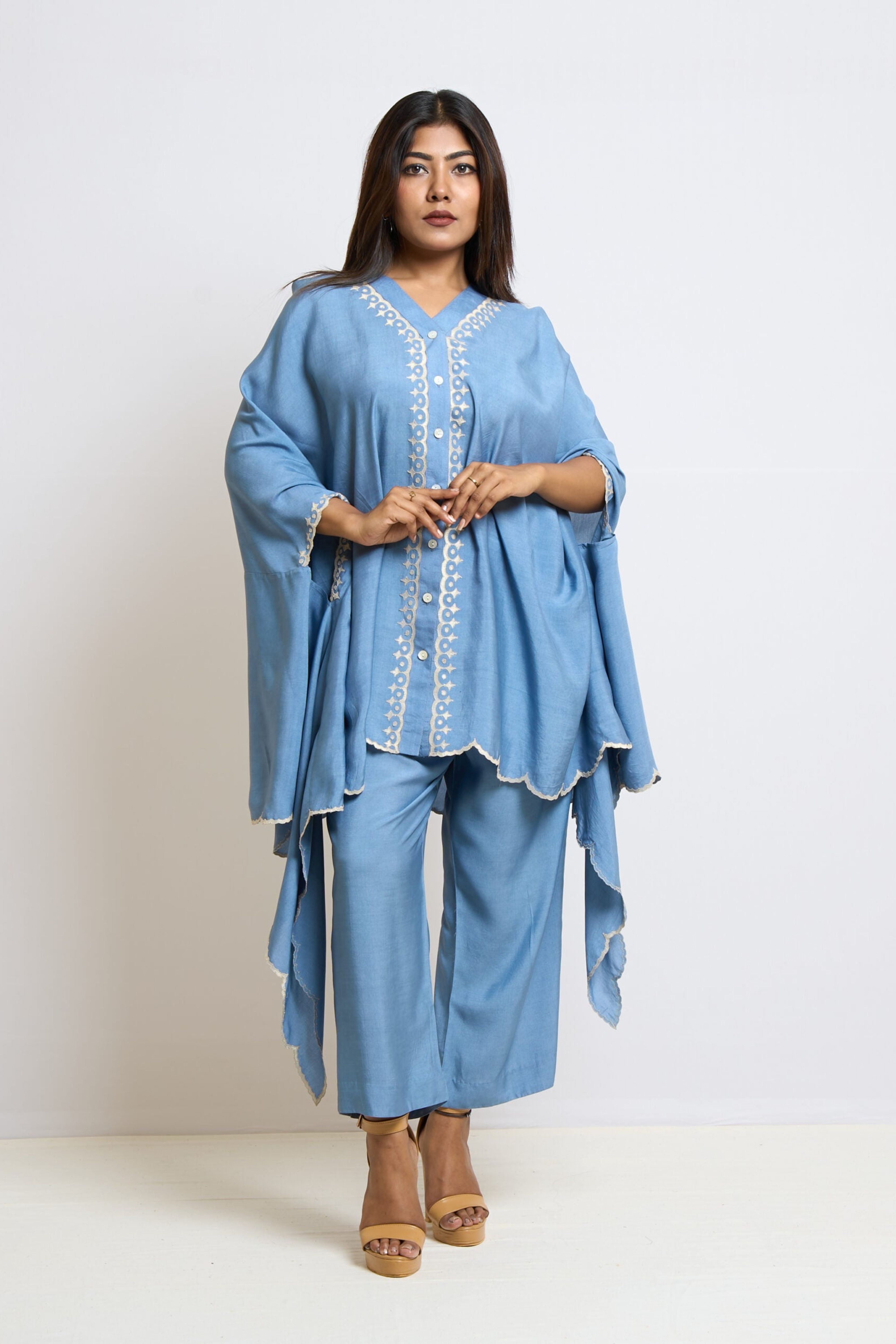 Pastel Blue Cape Set – BRIJ | Mehak Apparel