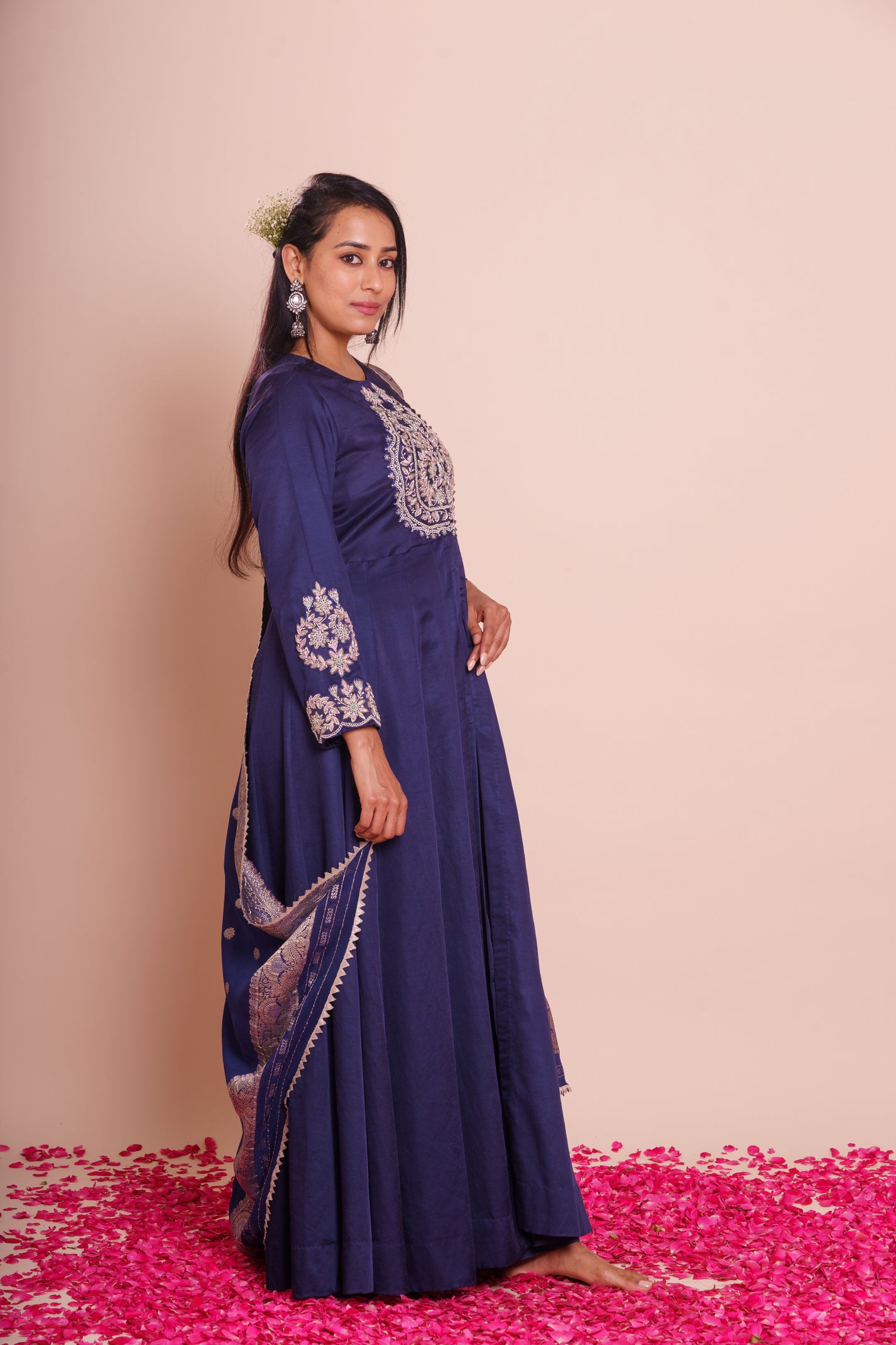 Araadhya Indigo Blue Long Kalidar Set – BRIJ | Mehak Apparel